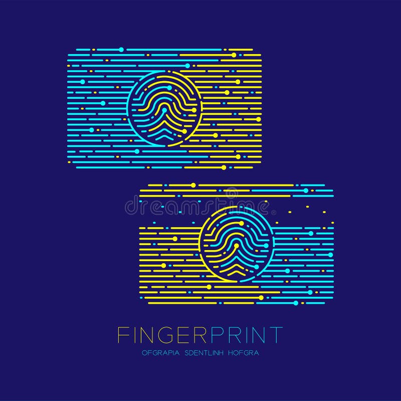 Credit Card Shape Fingerprint Scan Pattern Logo Dash Line, Digital ...