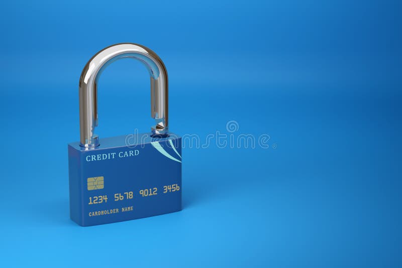 Credit Card in the Shape of an Open Padlock with Copy Space. Security ...