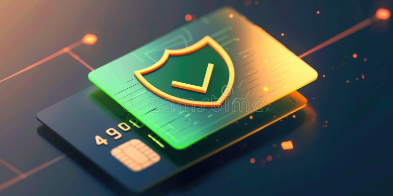 Credit Card with Shield Design Stock Photo - Image of payment ...