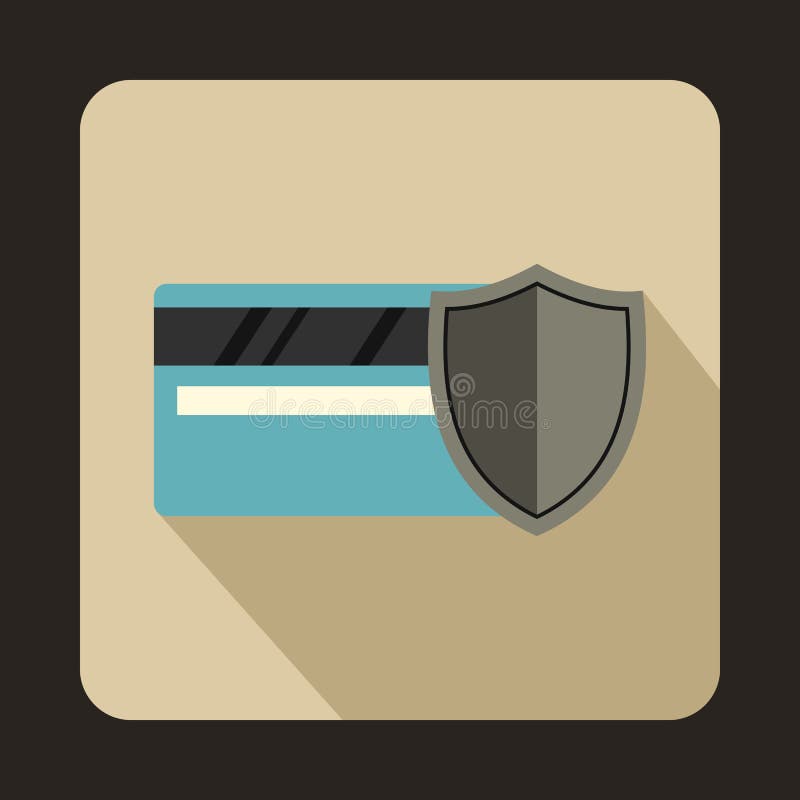 Credit Card and Shield Icon, Flat Style Stock Vector - Illustration of ...