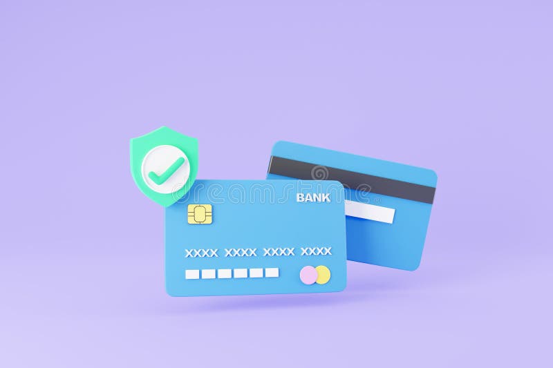 Credit Card with Shield Security Icon. Protection for Online Payment ...