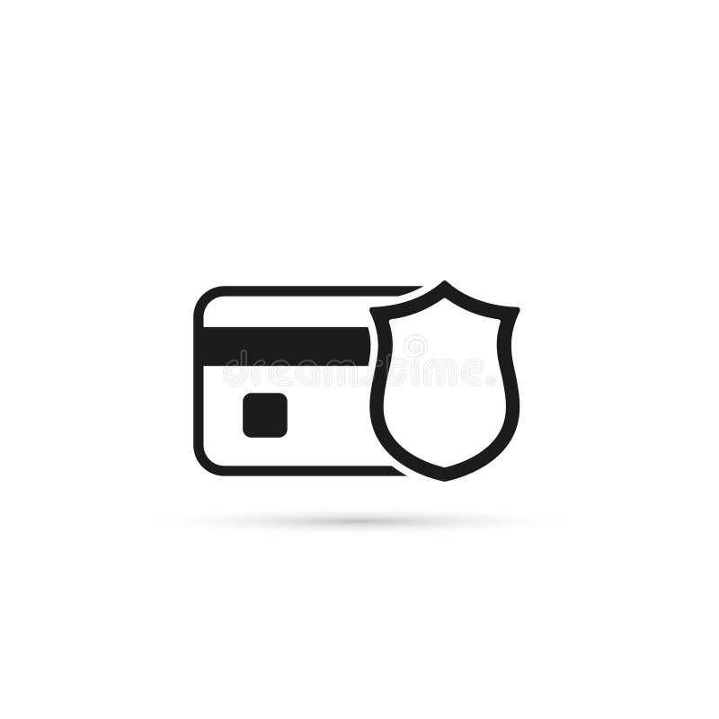 Credit Card with Shield Vector Icon. Bank Card Protection Illustration ...