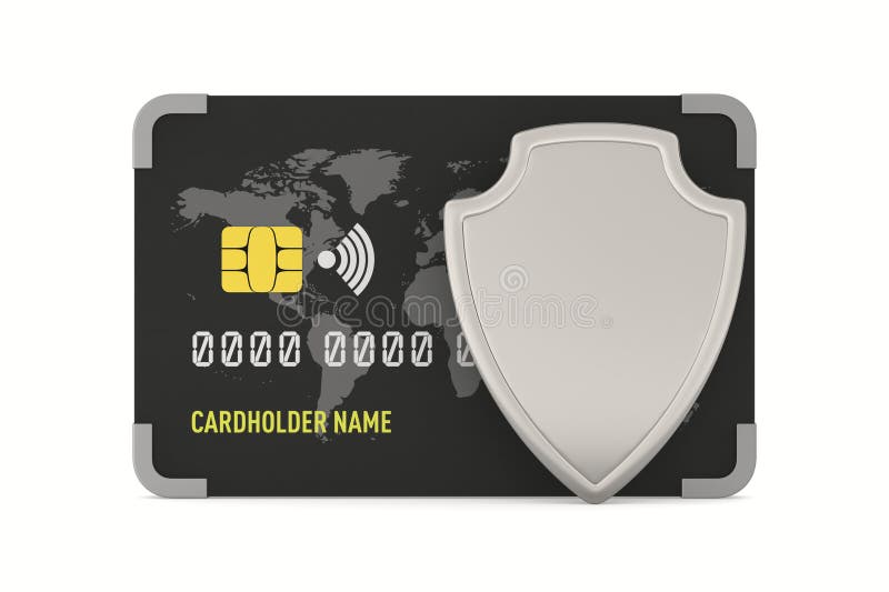 Credit Card with Shield on White Background. Isolated 3D Illustration ...