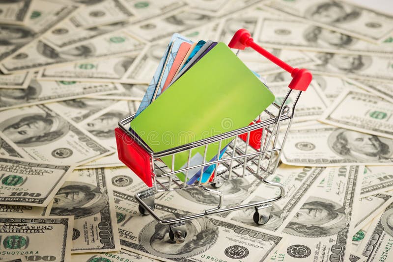 Credit Card within Shopping Cart. Stock Photo - Image of financial ...