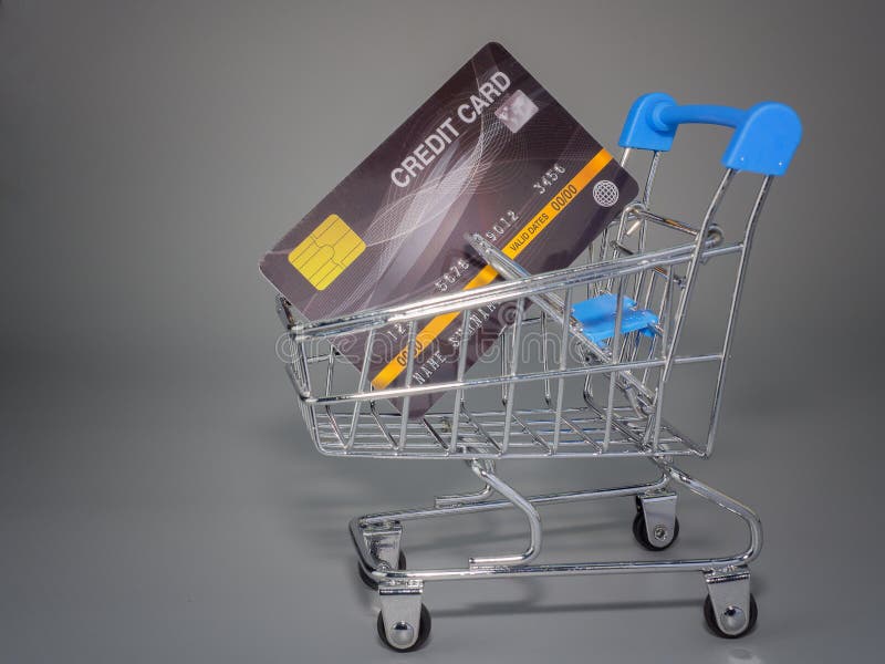 Credit Card and Shopping Cart Stock Photo - Image of identity, color ...