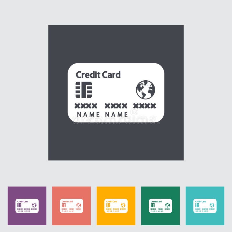 Credit Card Single Flat Icon. Stock Vector - Illustration of painting ...
