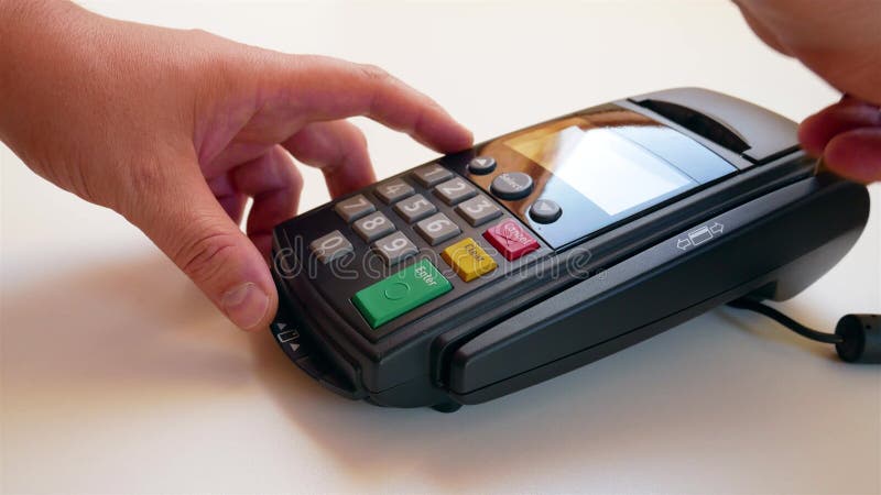 Credit Card Swipe through Terminal Machine Stock Footage - Video of ...