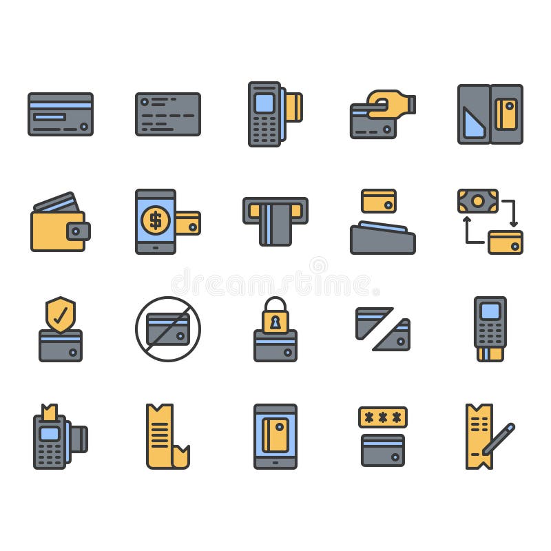 Credit Card Symbol Icon Set Stock Vector - Illustration of store ...