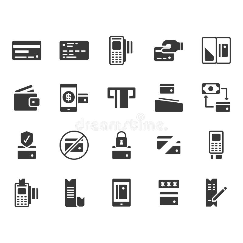 Credit Card Symbol Icon Set Stock Vector - Illustration of economy ...