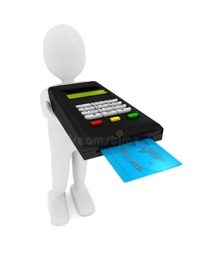 Credit Card Terminal Over White Stock Illustration - Illustration of ...