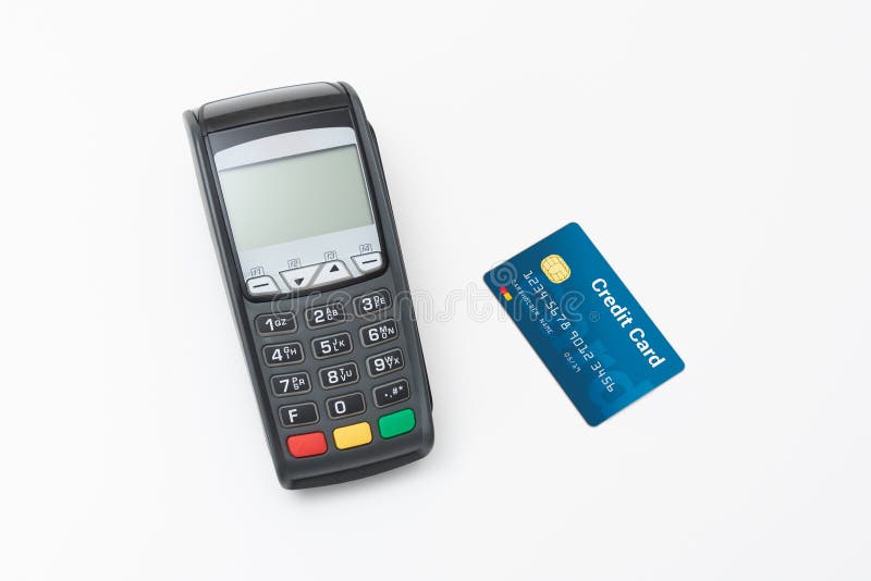 Credit Card Terminal on White Background Stock Photo - Image of device ...