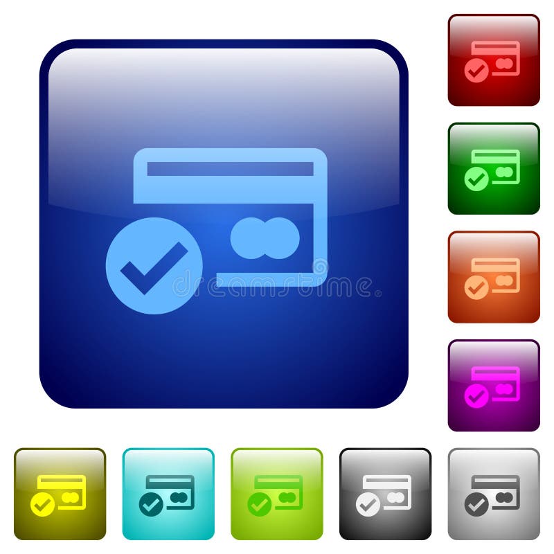 Credit Card Verified Color Square Buttons Stock Vector - Illustration ...