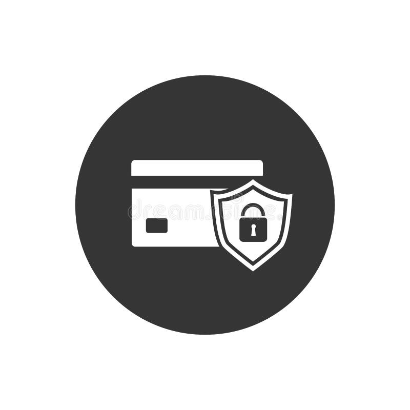 Credit Card White Icon with Shield and Padlock Symbol Vector Stock ...