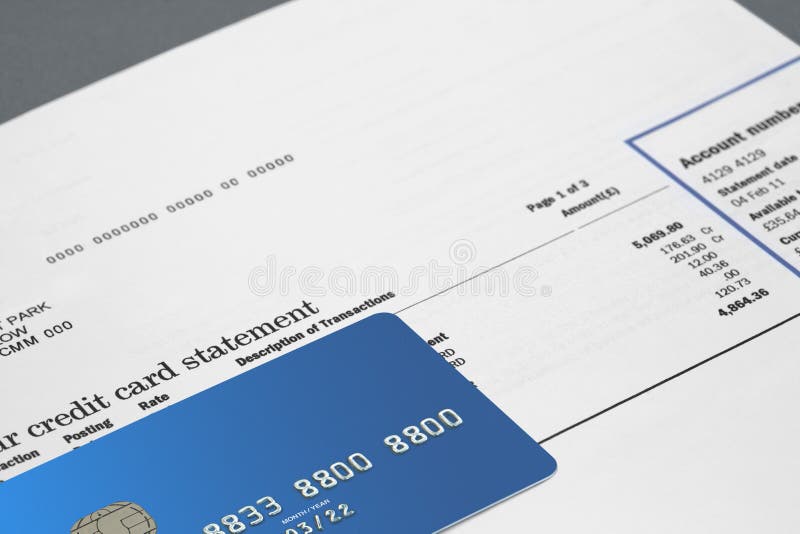 Credit Cards on Bank Statement Stock Photo - Image of landscape, bills ...