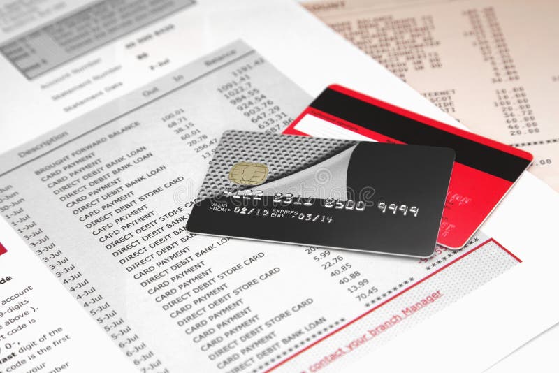 Credit Cards on Bank Statement Stock Image - Image of finances ...