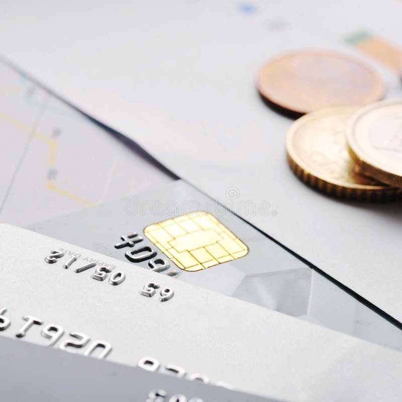 Credit cards and coins stock image. Image of home, exchange - 50992759
