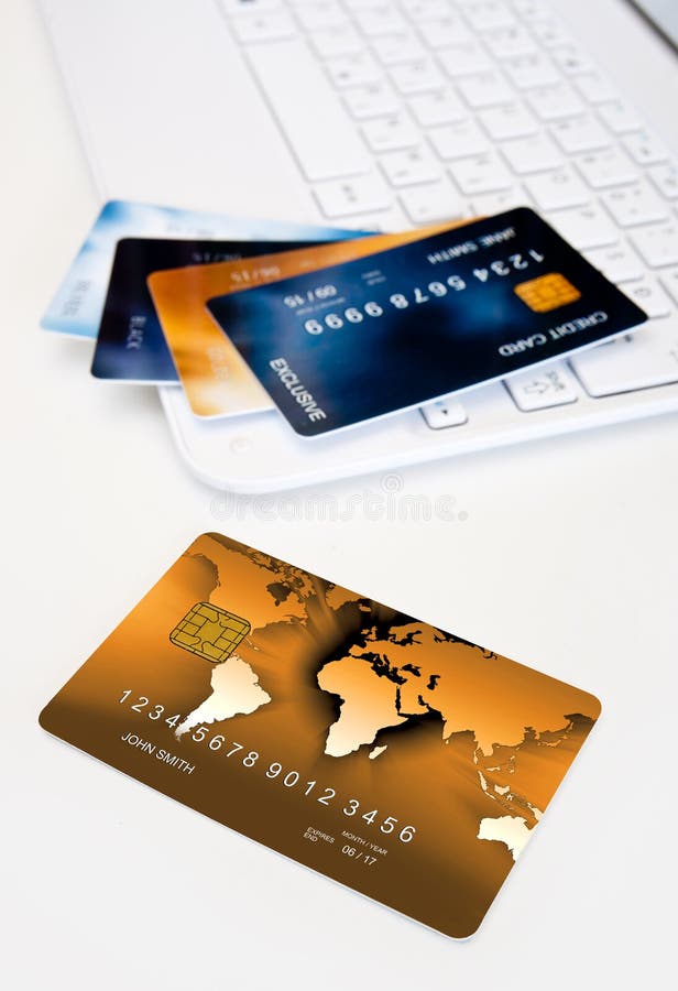 Credit cards on computer stock photo. Image of payment - 40572732