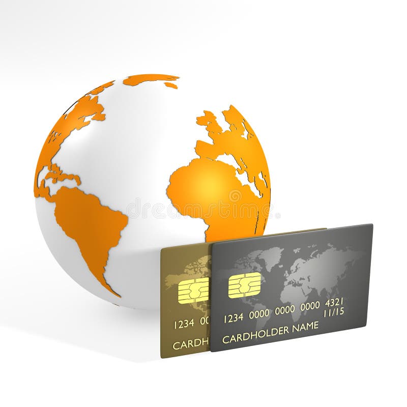Credit cards and earth stock illustration. Illustration of card - 17168007