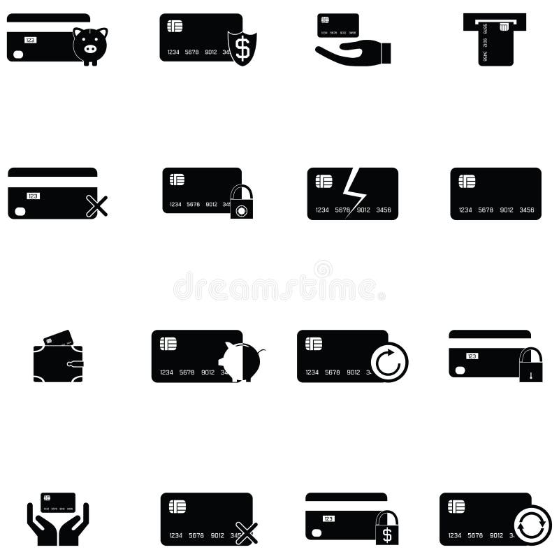 Credit cards icon set stock vector. Illustration of design - 107347513