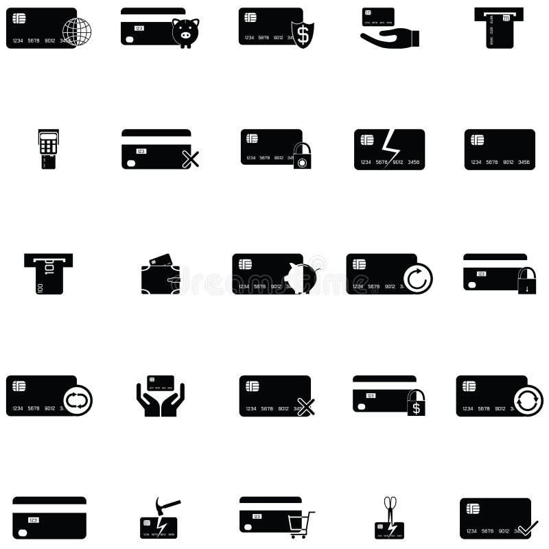 Credit cards icon set stock vector. Illustration of account - 107347628