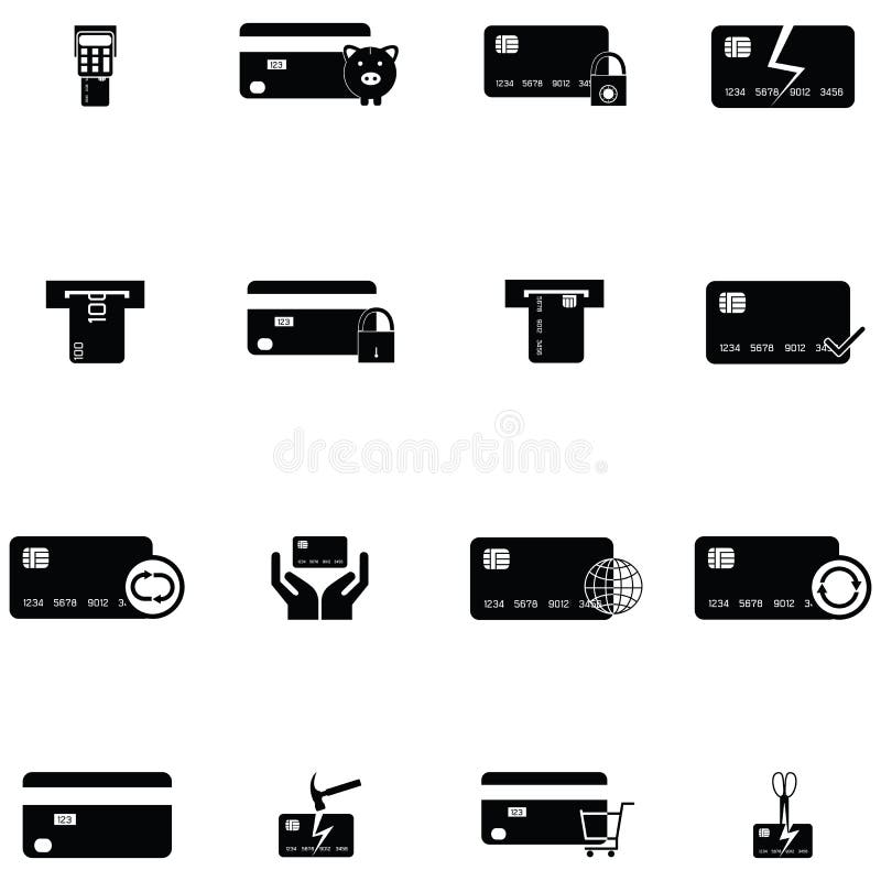 Credit cards icon set stock vector. Illustration of bank - 107347749