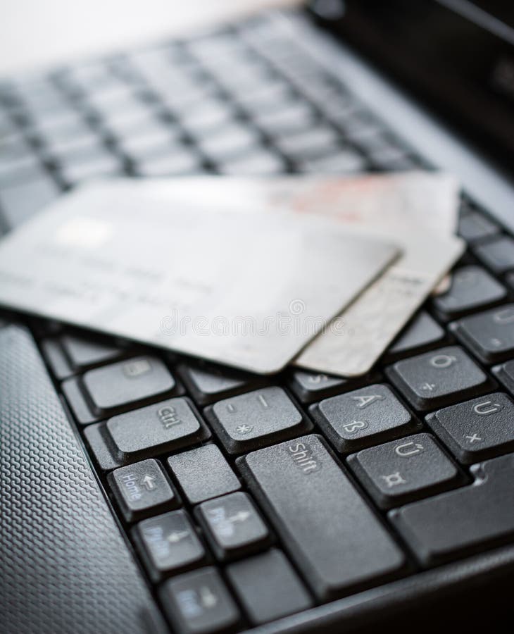 Credit cards on keyboard stock image. Image of risk, indoor - 42774715