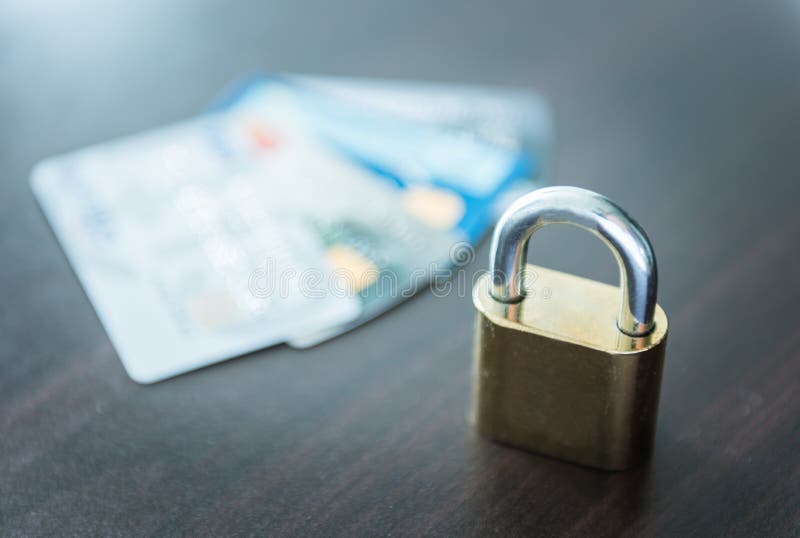 Padlock And Credit Cards On Top Of Laptop Stock Photo - Image of fraud ...