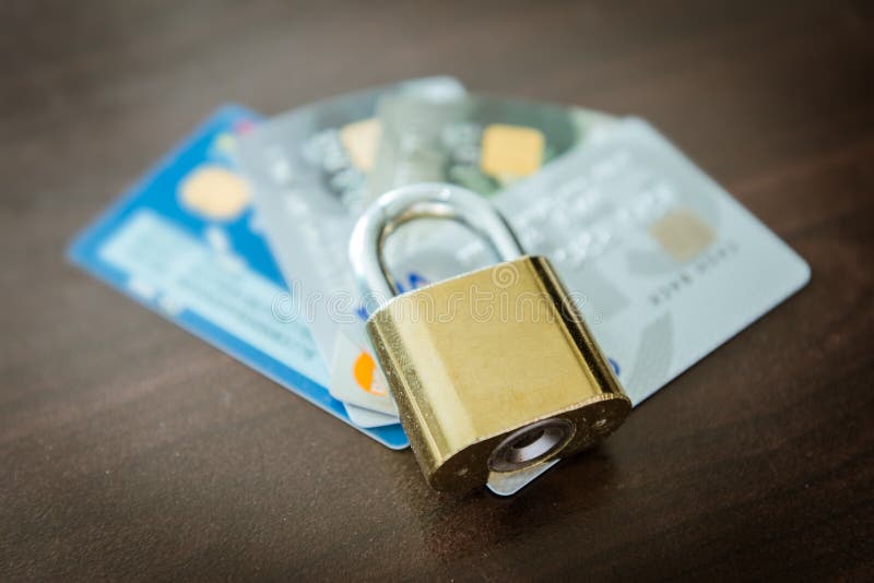 Padlock And Credit Cards On Top Of Laptop Stock Photo - Image of fraud ...