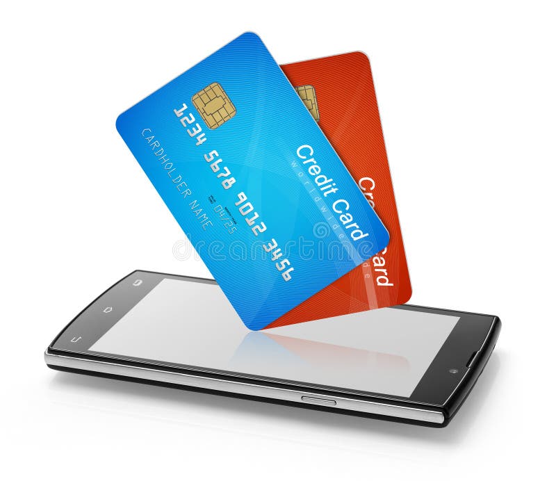 Credit Cards and Mobile Phone Stock Illustration - Illustration of ...