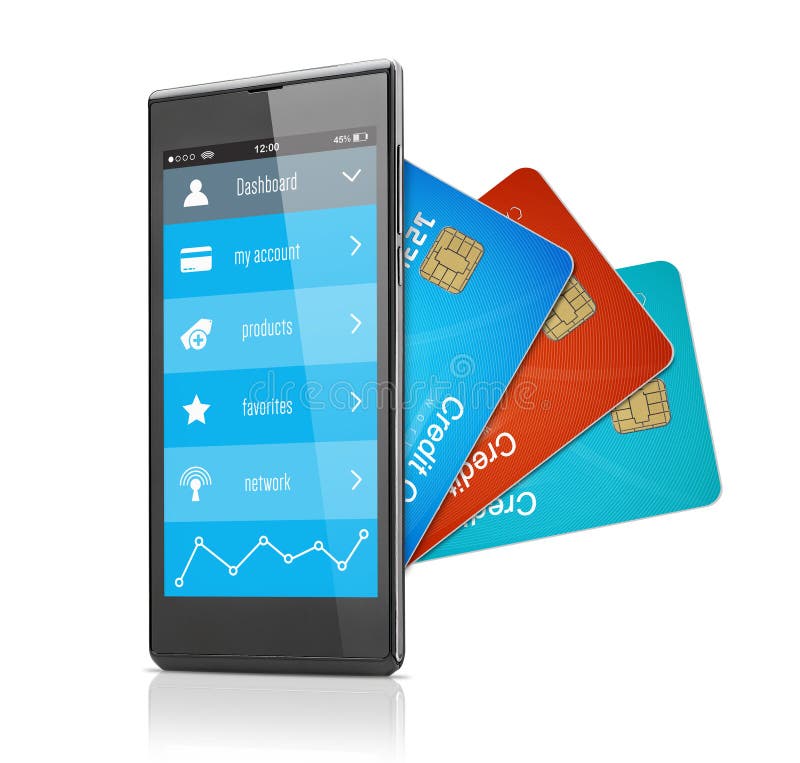 Credit Cards and Mobile Phone Stock Illustration - Illustration of ...