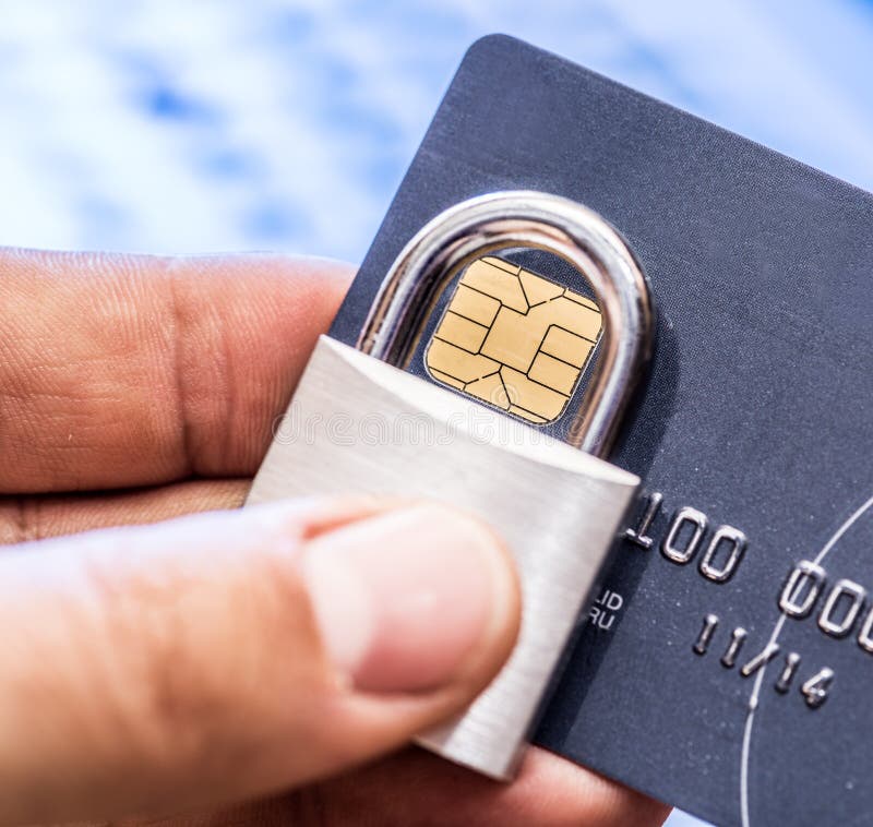 Credit Cards and Simle Mechanical Lock Stock Image - Image of detail ...
