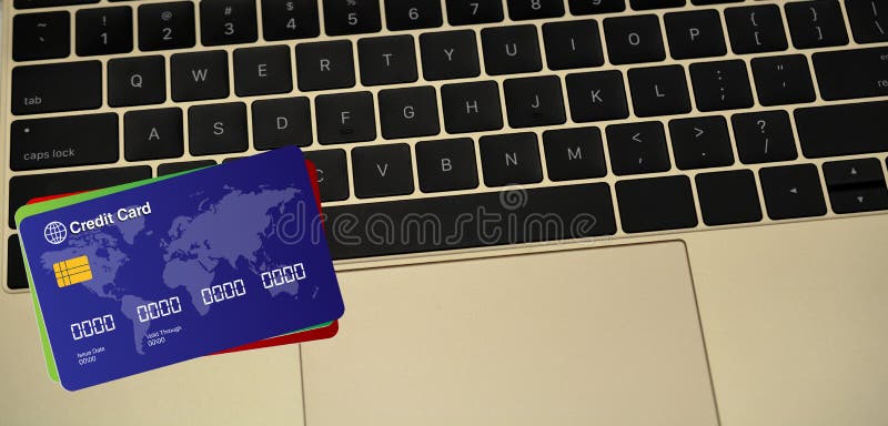 Credit Cards on Smart Laptop Keyboard Stock Image - Image of closeup ...