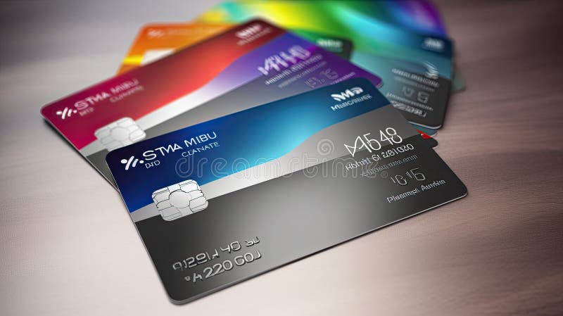 Credit Cards Stack Close Up Stock Illustration - Illustration of focus ...