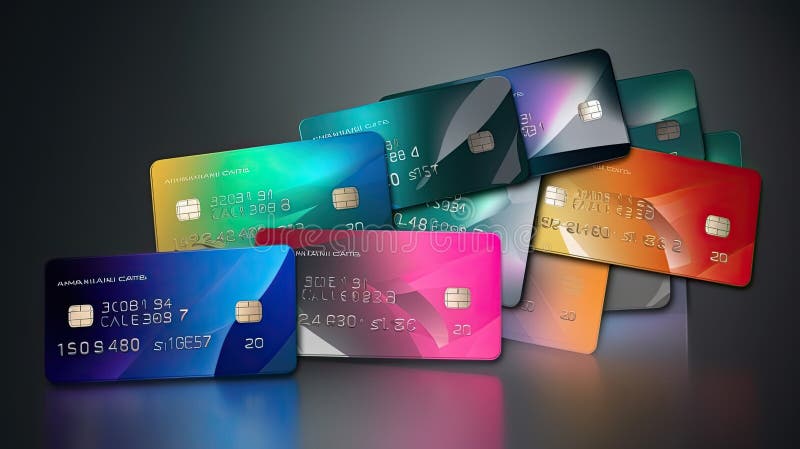 Credit Cards Stack Close Up Stock Illustration - Illustration of ...
