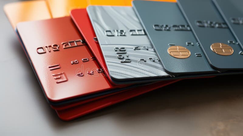 Credit Cards on the Table, Selective Focus. Generative AI Stock ...