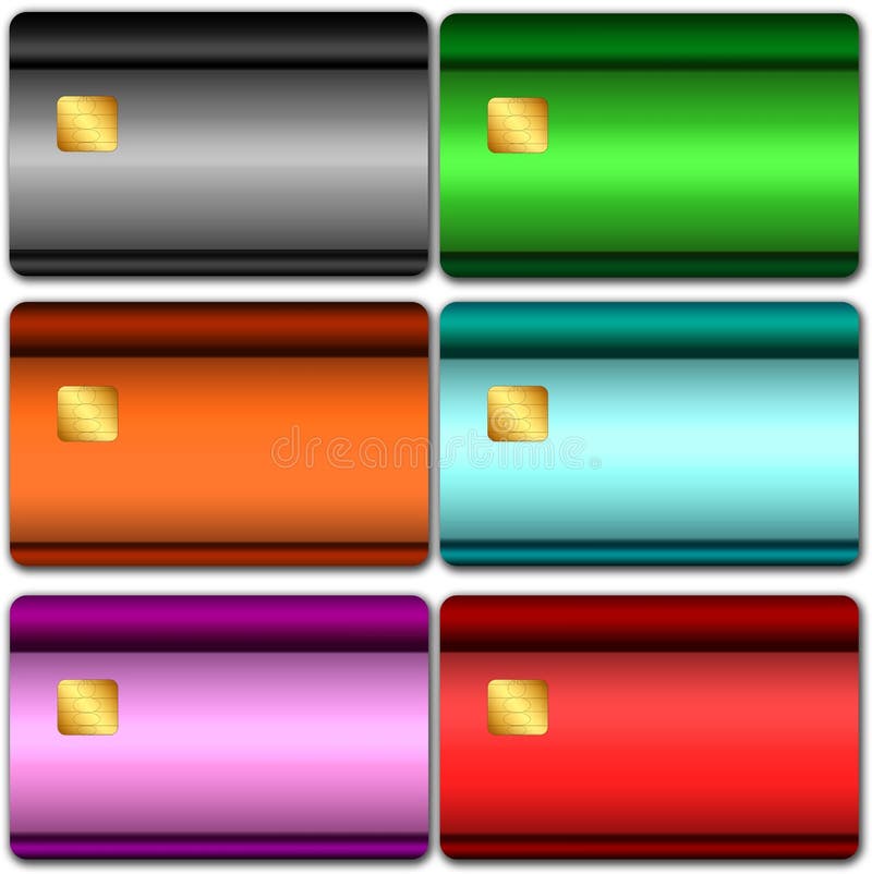 Credit Cards in Various Colors Stock Illustration - Illustration of ...