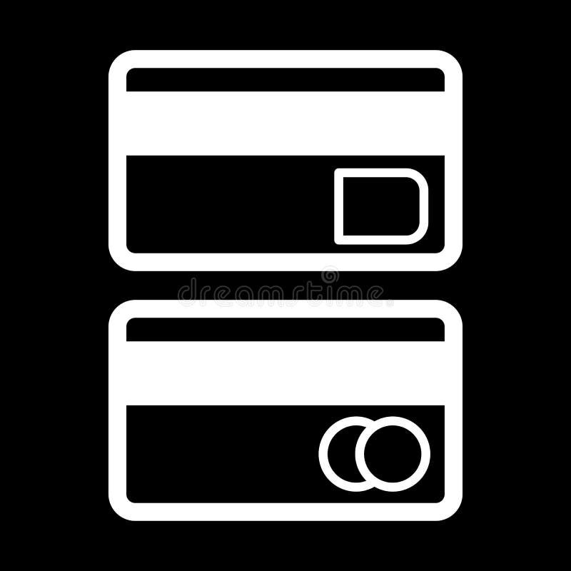 Credit Cards Vector Icon. Black and White Card Illustration. Outline ...