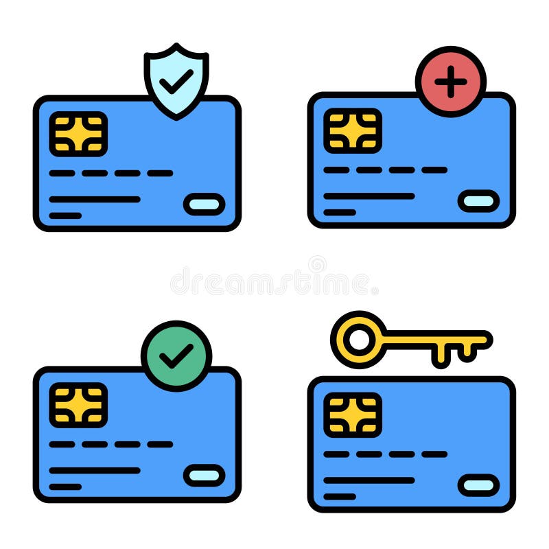 Credit or Debit Card Icon Set Payment Related Vector Stock Vector ...