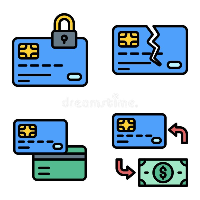 Credit or Debit Card Icon Set Payment Related Vector Stock Vector ...