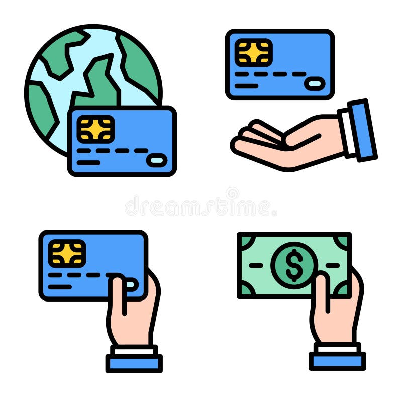 Credit or Debit Card Icon Set 3 Payment Related Vector Stock Vector ...