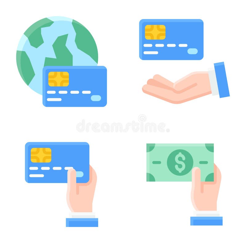 Credit or Debit Card Icon Set 3 Payment Related Vector Stock Vector ...