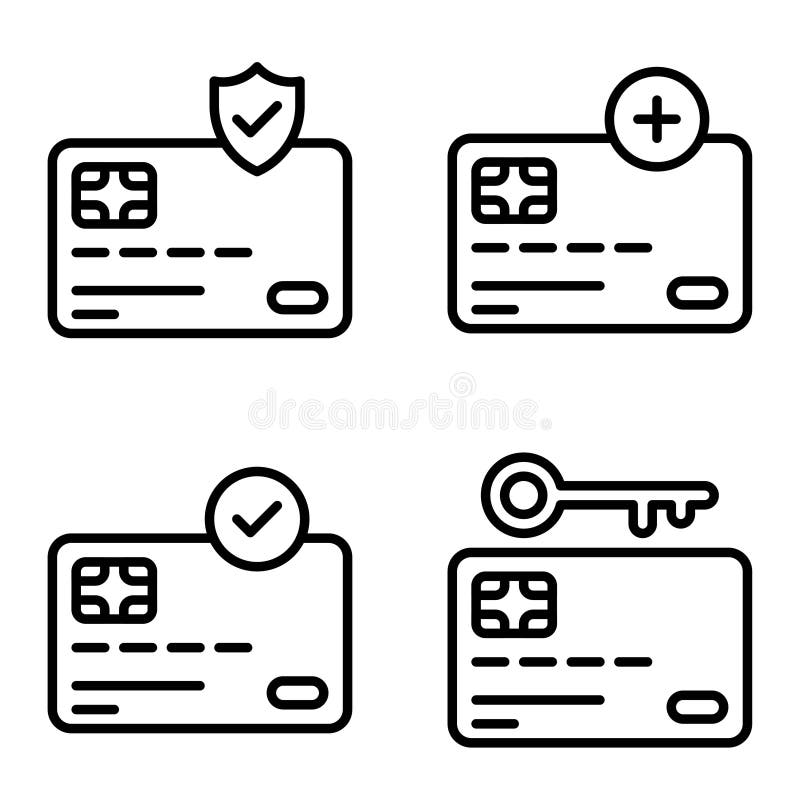 Credit or Debit Card Icon Set Payment Related Vector Stock Vector ...