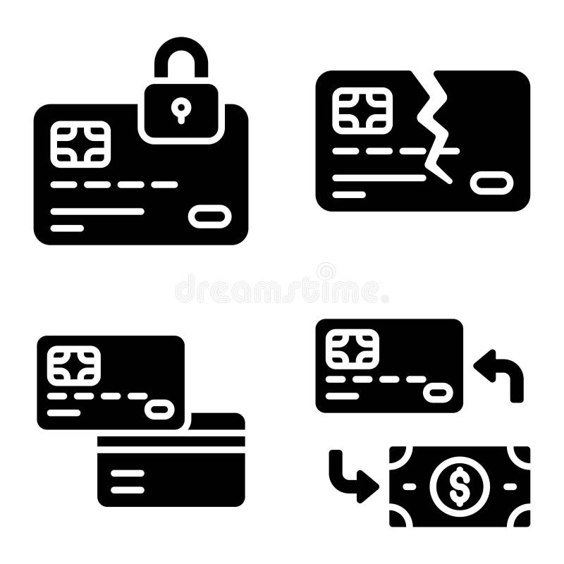 Credit or Debit Card Icon Set 3 Payment Related Vector Stock Vector ...