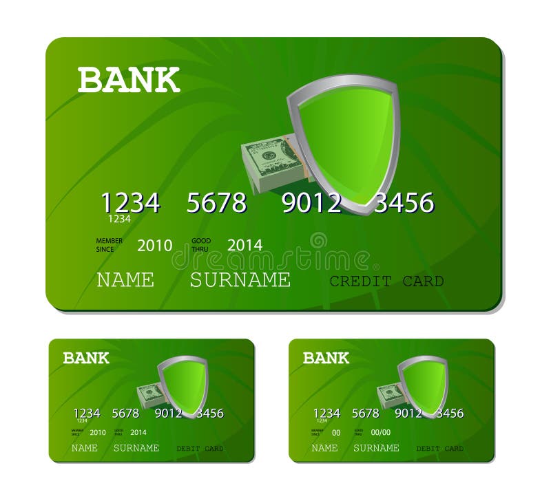 Credit or debit green card stock illustration. Illustration of dollar ...