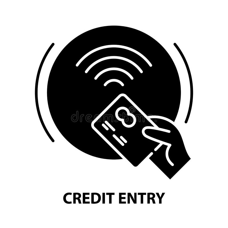 Credit Entry Icon, Black Vector Sign With Editable Strokes, Concept ...