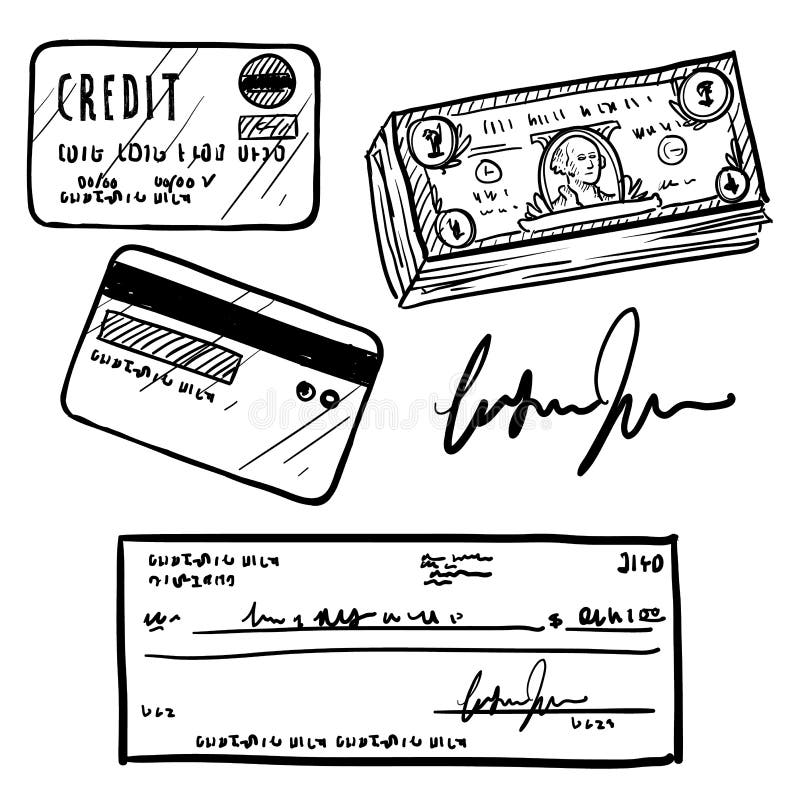 Credit and Financial Objects Sketch Stock Vector - Illustration of rich ...