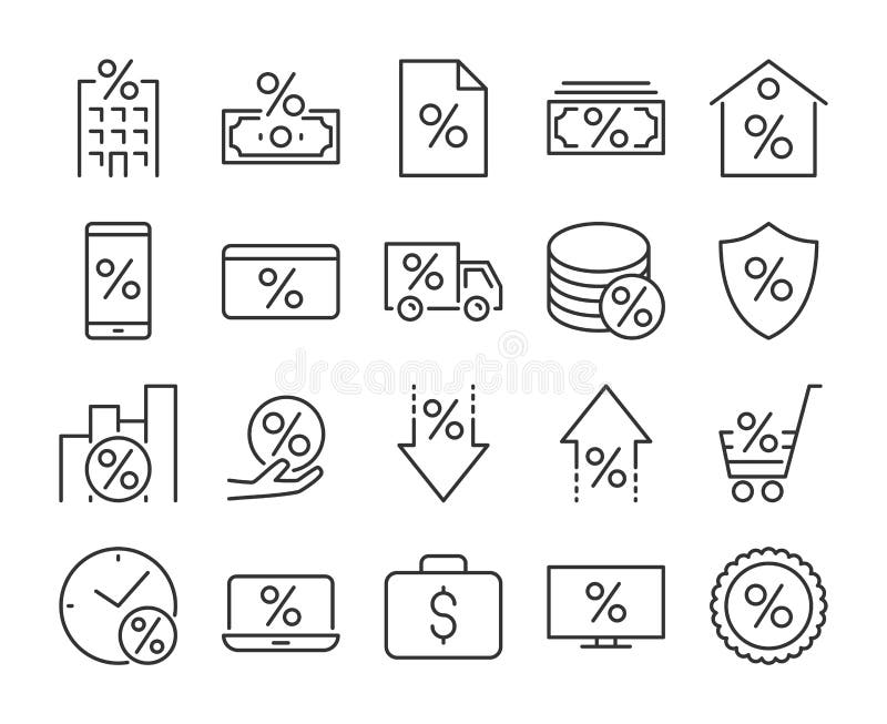 20 Credit Icons. Loan Line Icon Set. Vector Illustration. Editable ...
