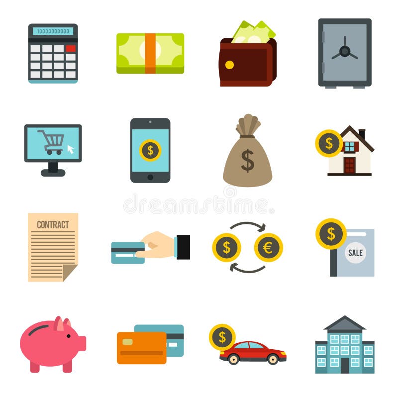 Credit Icons Set, Flat Style Stock Vector - Illustration of flat ...