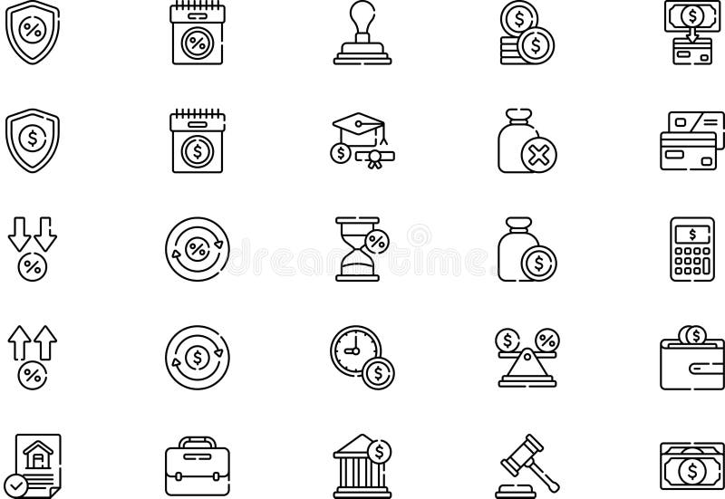 Credit and Loan Icons Collection is a Vector Illustration with Editable ...