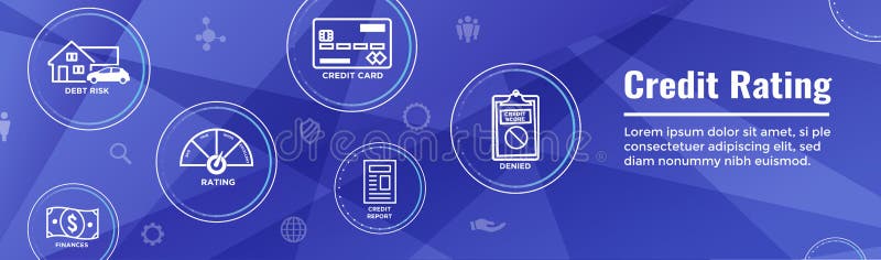 Credit Rating Header Web Banner with Debt, Credit Card, & Credit Stock ...
